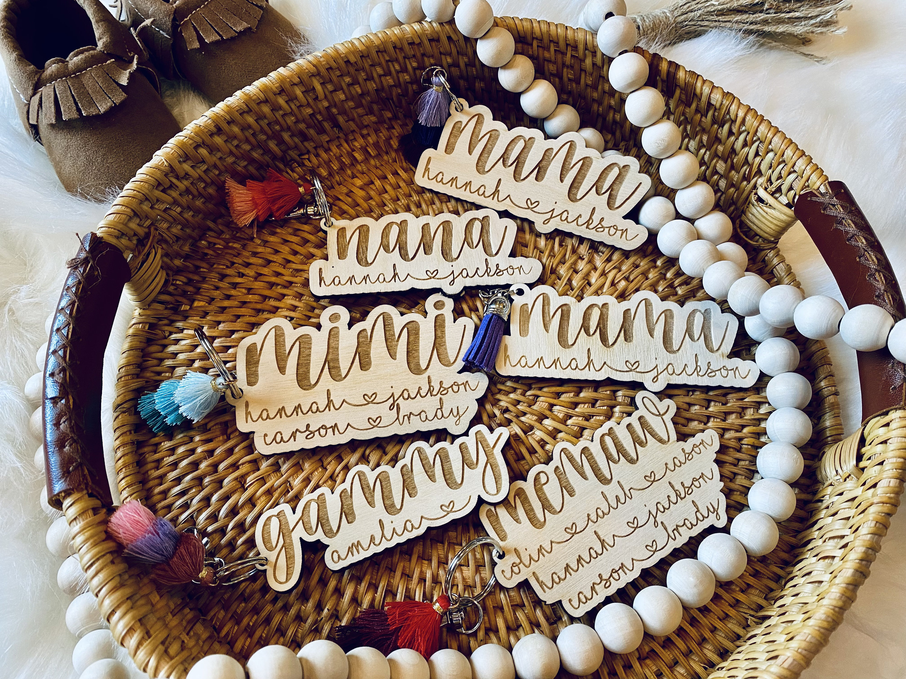 Personalized Wooden Mom / Mama / Momma / Nana / Keychain or - Etsy
