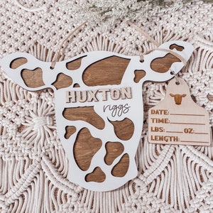 Personalized Cow Head Hospital Sign | Baby Name Announcement| Cow Theme ...