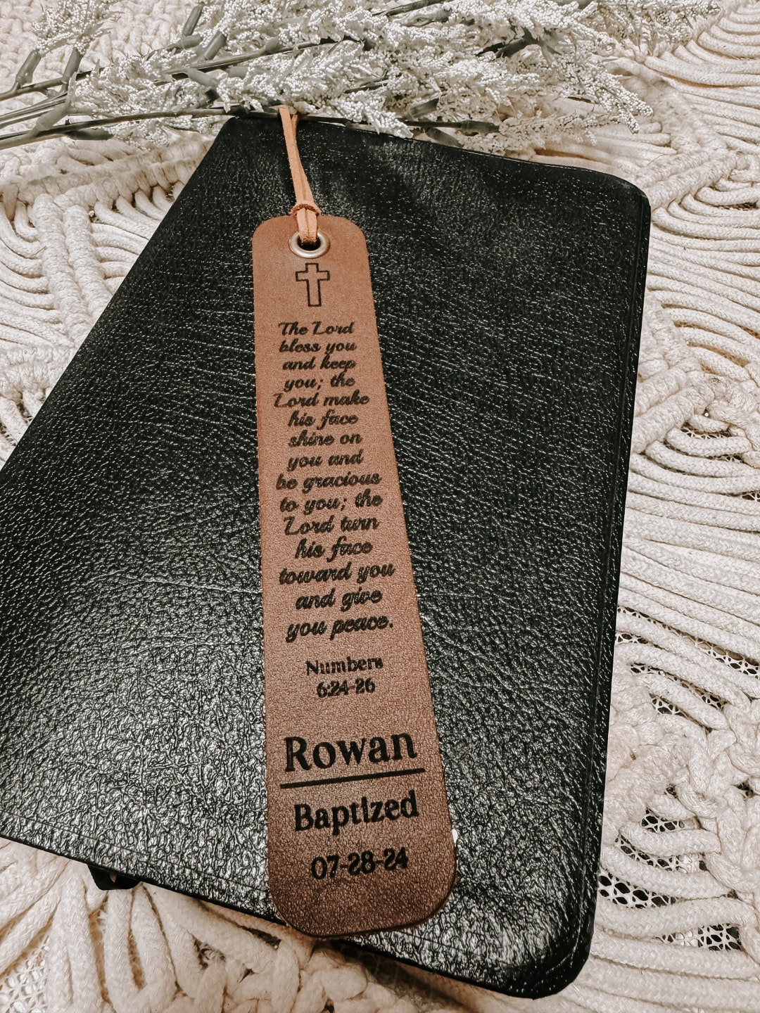 Personalized Leather Baptism Bookmark: Custom Christening Gift - Etsy