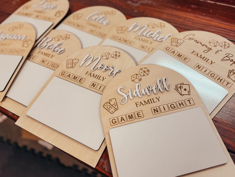 Personalized Family Game Night Sign With Dry Erase Board | Custom Last ...