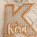 Boho Initial Family Rattan Name Sign | Personalized Family Name Sign ...