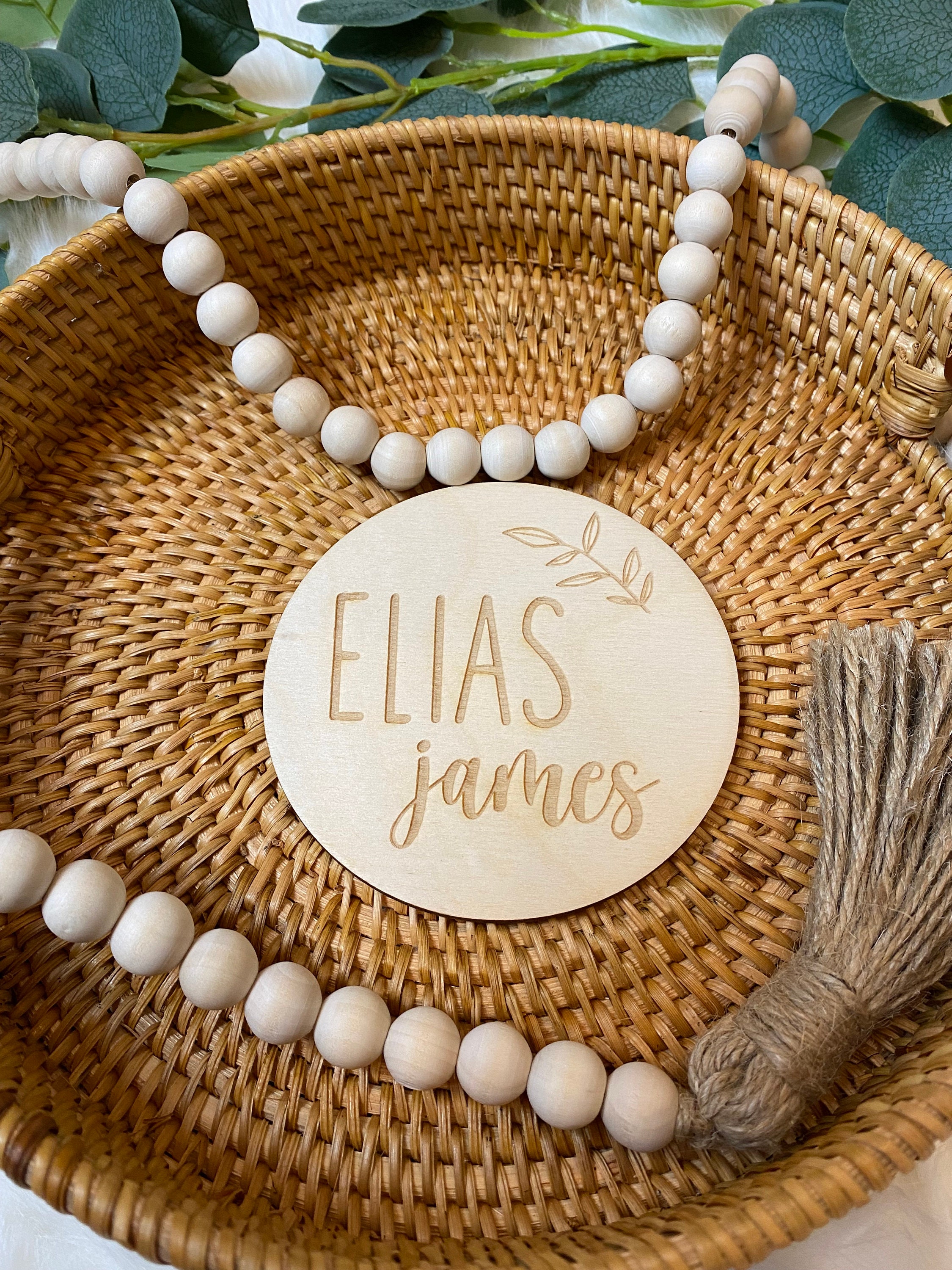 Personalized Wooden Baby Name Disc - Etsy