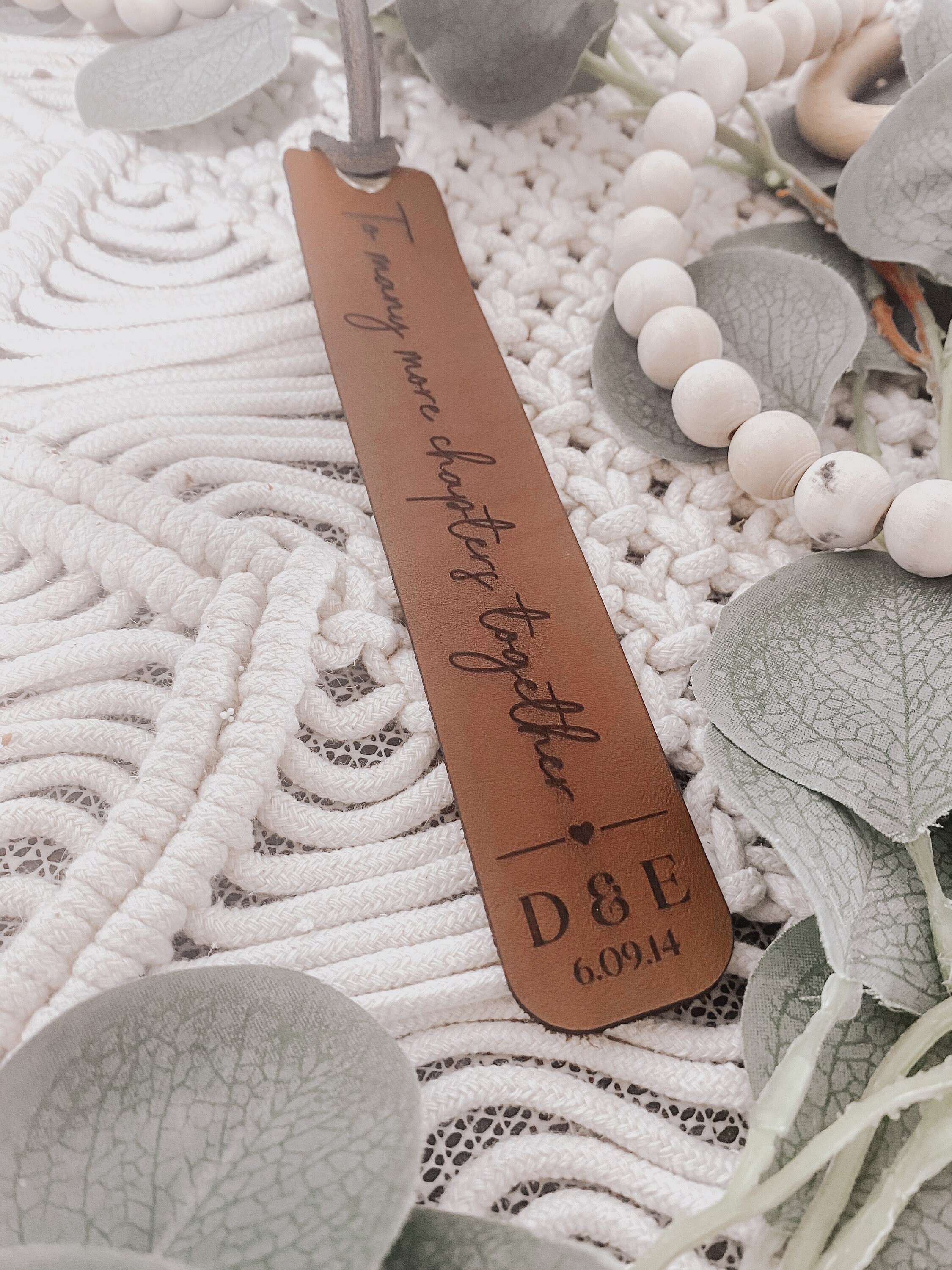 Personalized Leather Anniversary Bookmark | Custom Leather Gift |third ...