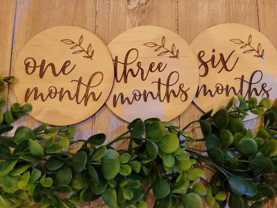 Personalized Wooden Baby Milestone Disc Set 1-12mo with FREE | Etsy
