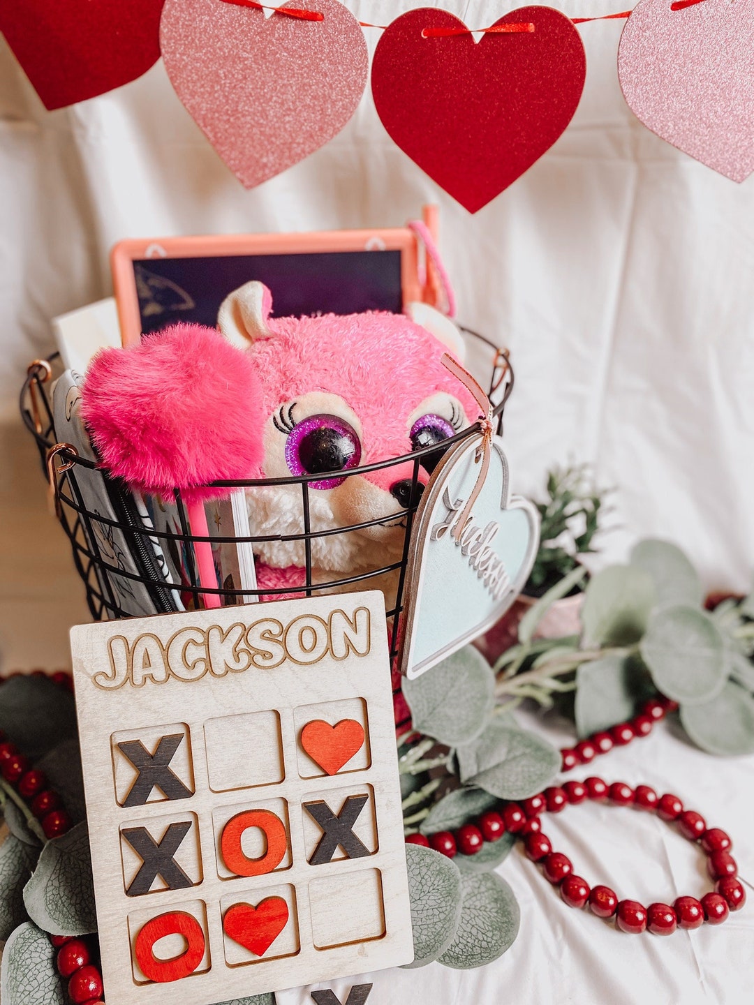 Día de San Valentín personalizado Juego de madera grabado Tic Tac Toe ...