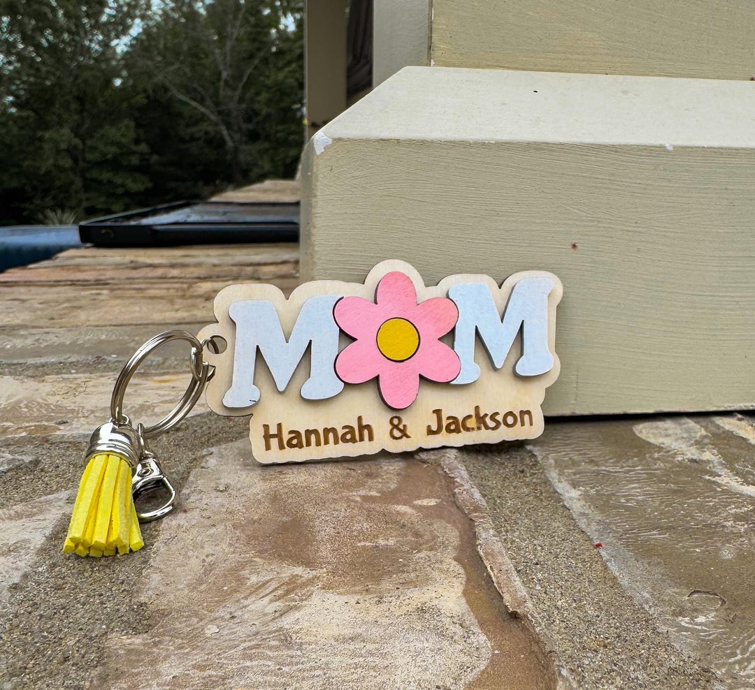 Personalized Wooden Mom / Mama / Momma / Nana / Keychain or Diaper ...