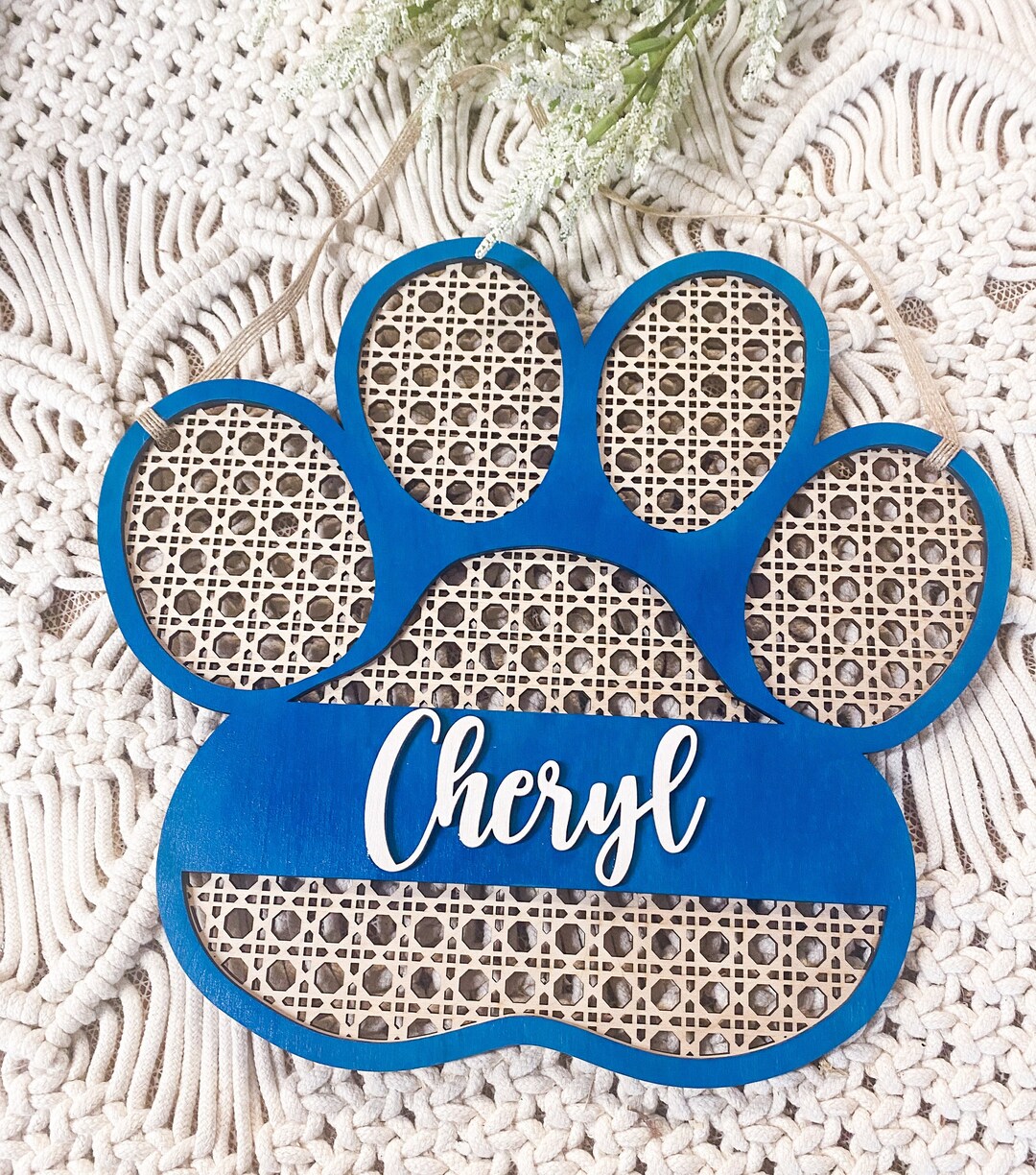 Personalized Teacher Rattan Paw Print Door Hanger|personalized Teacher ...