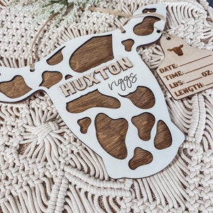 Personalized Cow Head Hospital Sign | Baby Name Announcement| Cow Theme ...