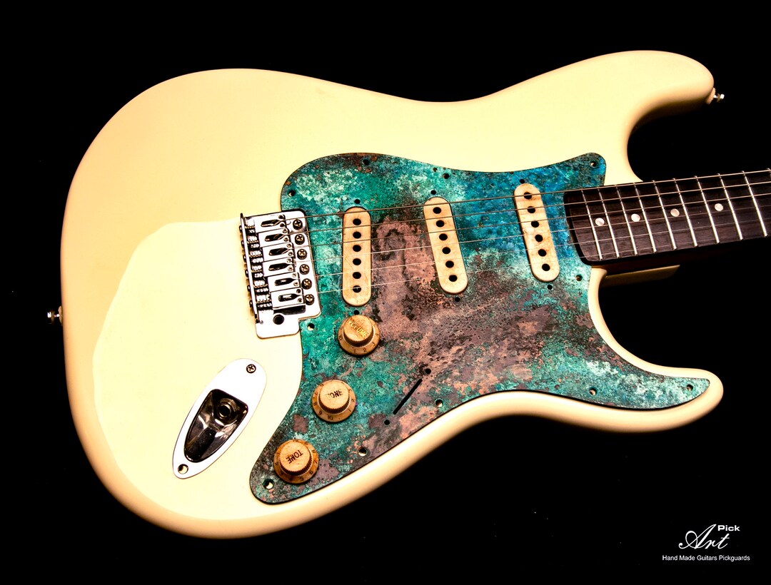 Copper Stratocaster SSS Pickguard blue Rusty Solid Copper With Blue ...