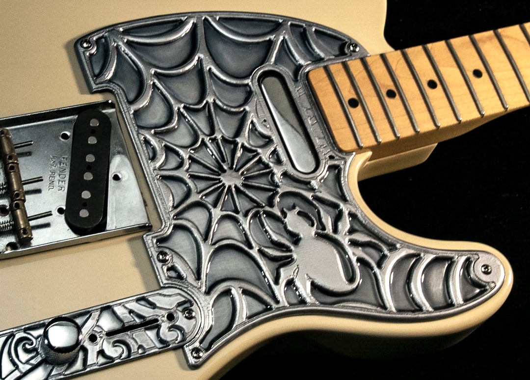 Unique Telecaster Pickguard Silver Set-of-2 Spider Web Aluminum-wood ...
