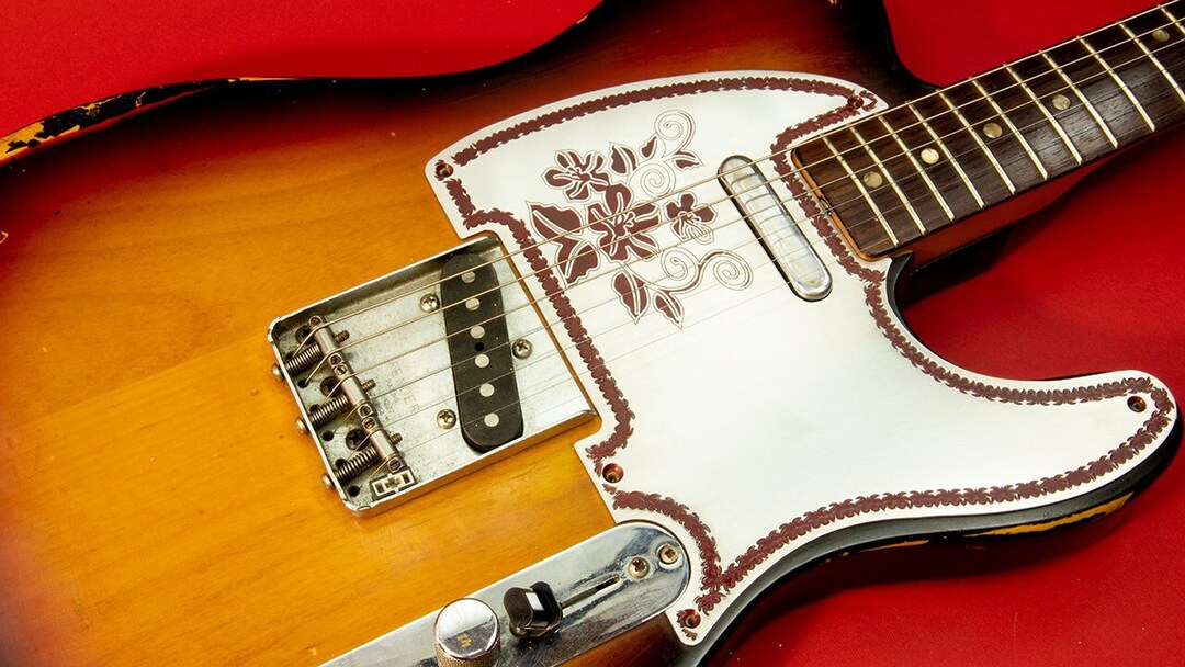 Telecaster Pickguard Aluminum Floral Silver-red Vintage Flower - Etsy