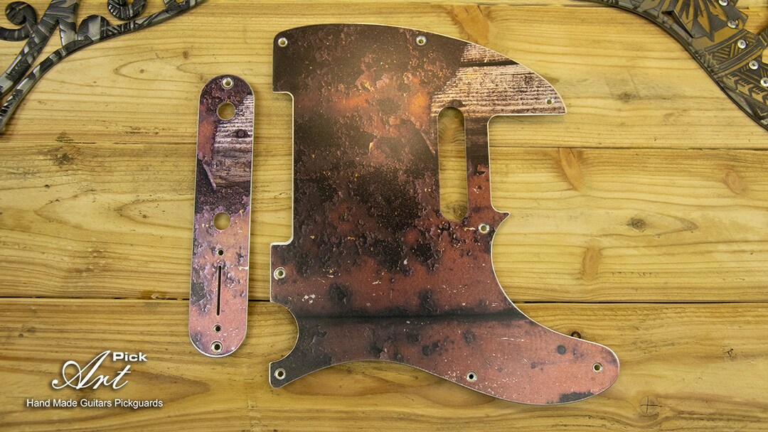 Aluminum Telecaster Pickguard & Tele Control Plate SET Red Rusty Tele ...