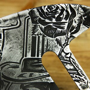 Engraved Aluminum Telecaster Pickguard Silver-black Tattoo Skull Roses ...