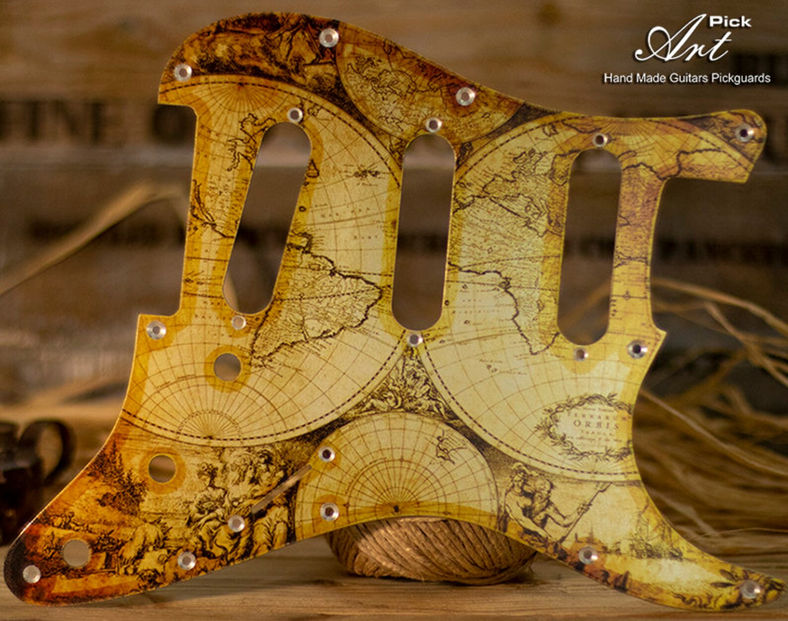 Stratocaster SSS Pickguard Old Map on 2mm Aluminum Champagne - Etsy
