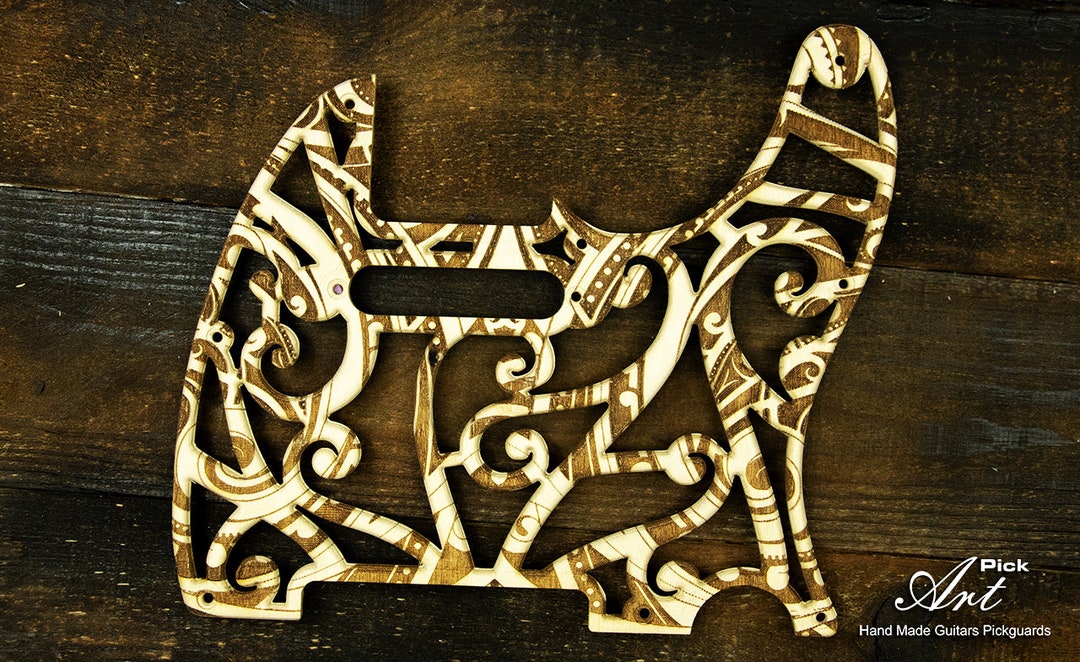 Cream-brown Telecaster Pickguard Handmade Unique Wood Grid With ...