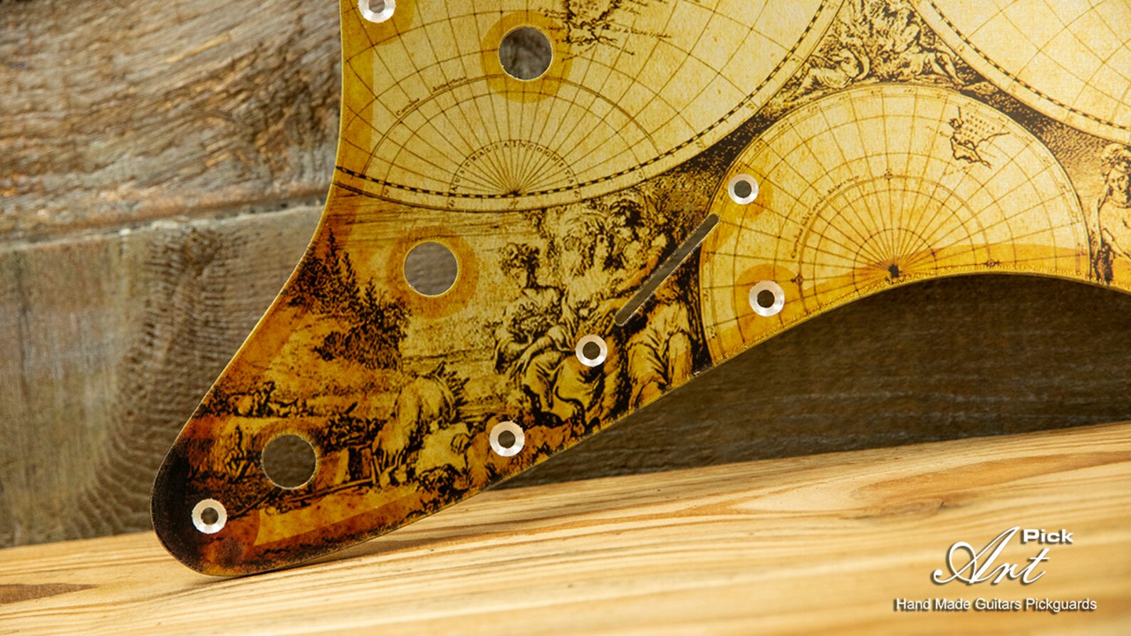 Stratocaster SSS Pickguard Old Map on 2mm Aluminum Champagne - Etsy