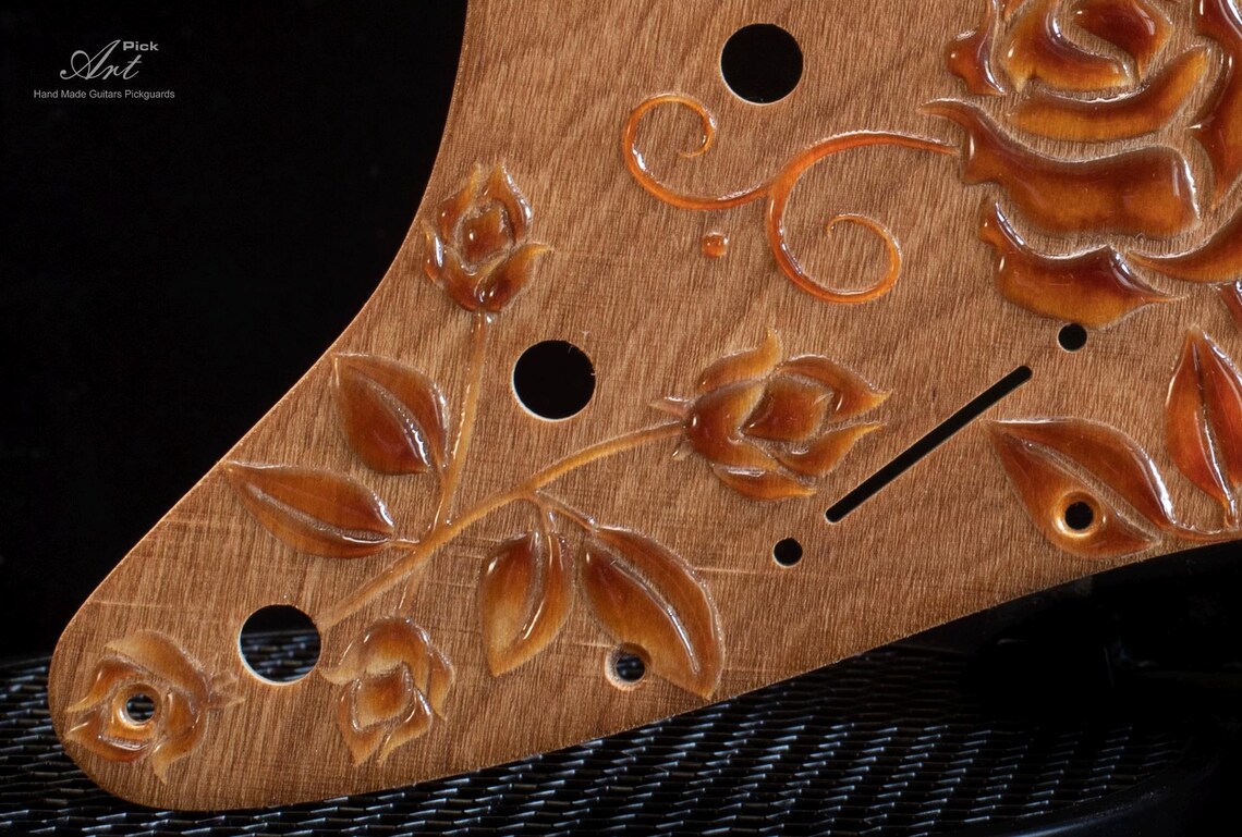 Embossed 3D Stratocaster HSS Strat Pickguard Floral Roses - for Covered ...