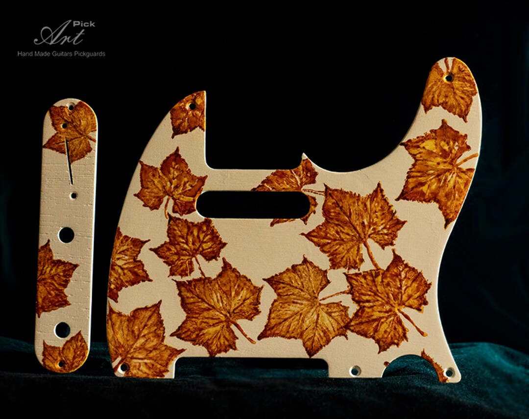 Unique 3D Telecaster Pickguard Set-of-2 Cream-golden Maple Leaf Hand ...