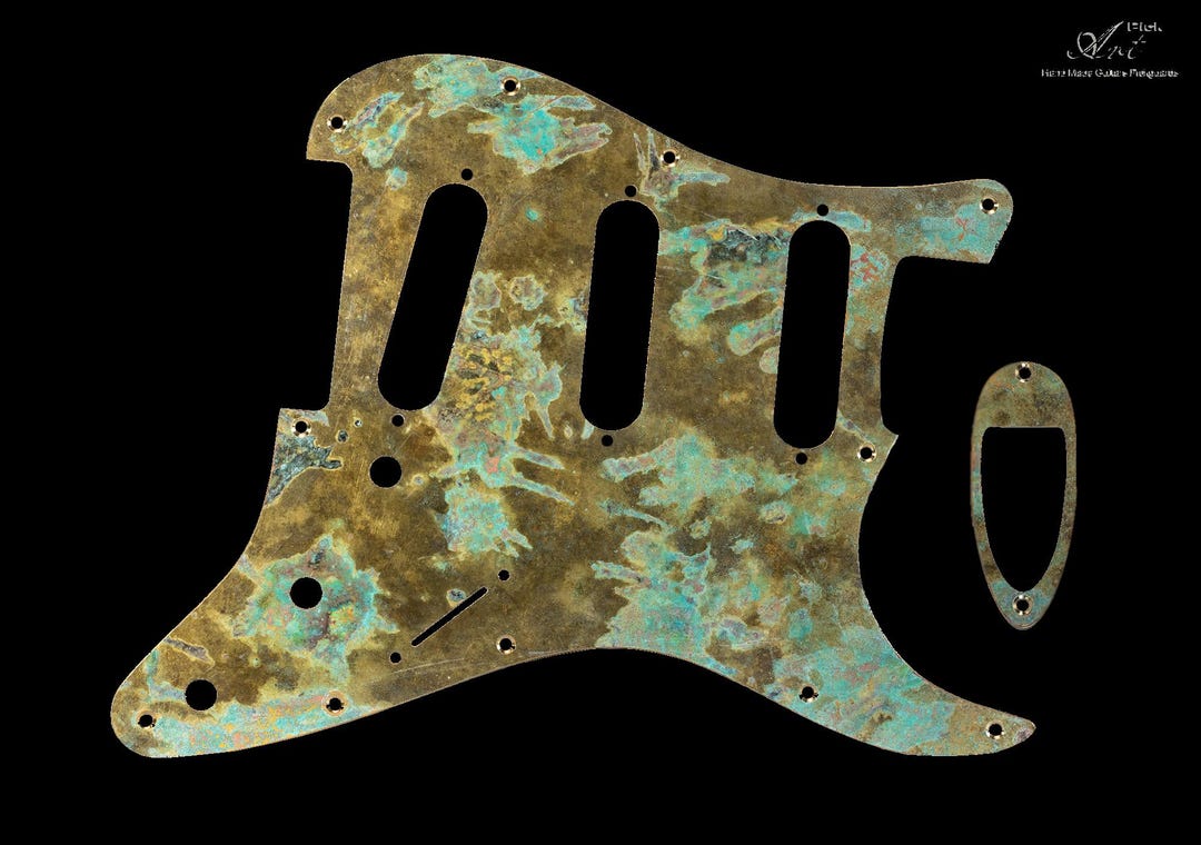 Stratocaster SSS Pickguard Set-of-2 "vintage Gold-teal" Distressed ...