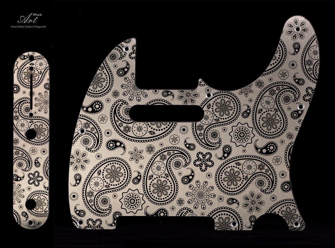 Aluminum Telecaster Pickguard Floral Paisley Silver-black Tele ...
