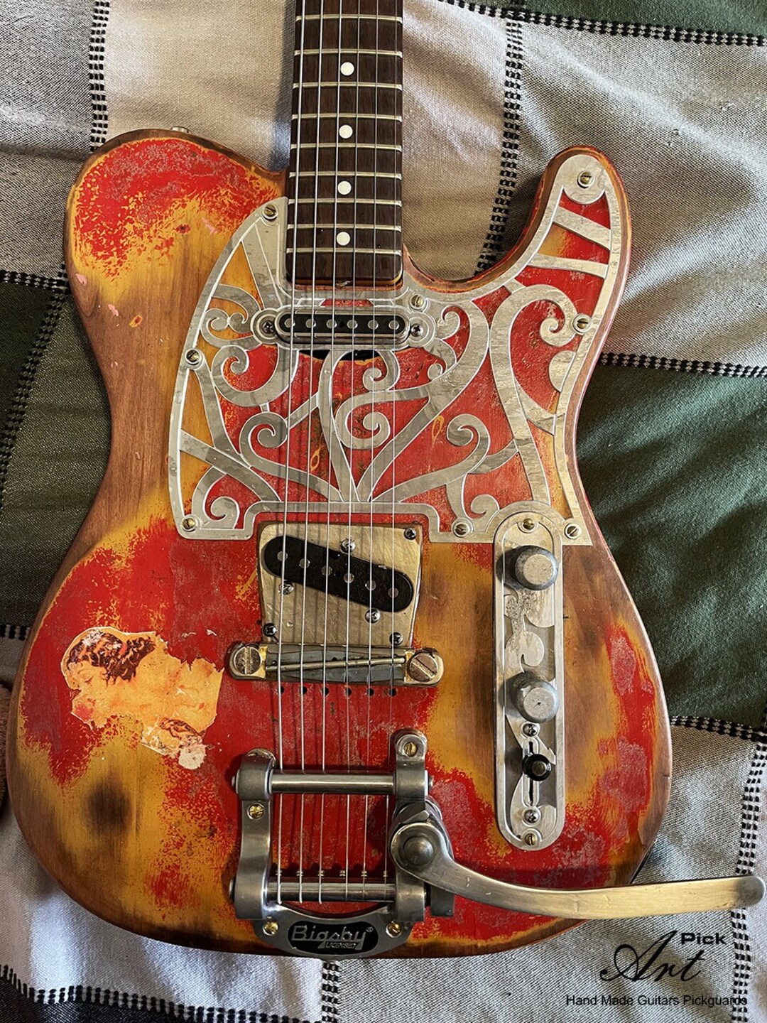 Engraved Aluminum Telecaster Pickguard & Angled Control Plate SET Aged ...