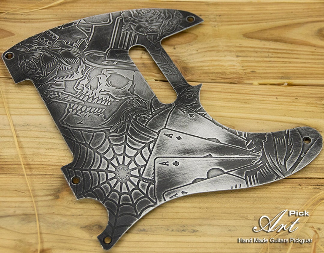 Engraved Aluminum Telecaster Pickguard Silver-black Tattoo - Etsy