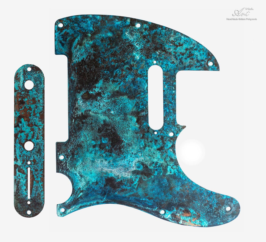 Telecaster Pickguard Copper Blue-green-teal Patina & Control Plate Set ...