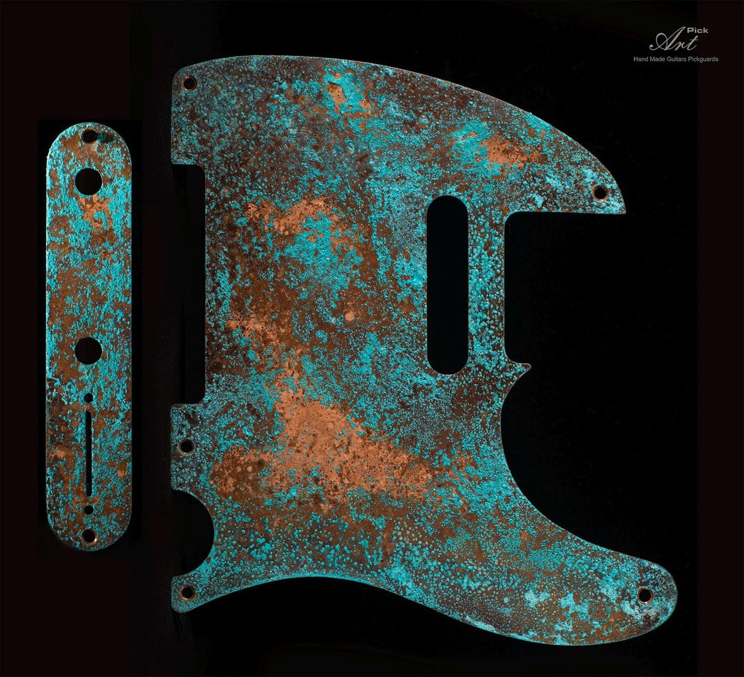 Telecaster Pickguard Copper Blue-green Teal Patina & Control Plate Set ...