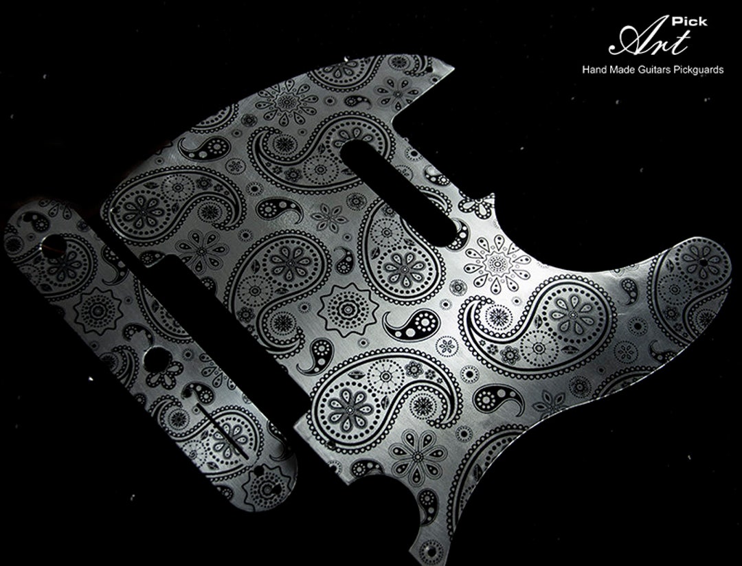 Aluminum Telecaster Pickguard Floral Paisley Silver-black Tele ...