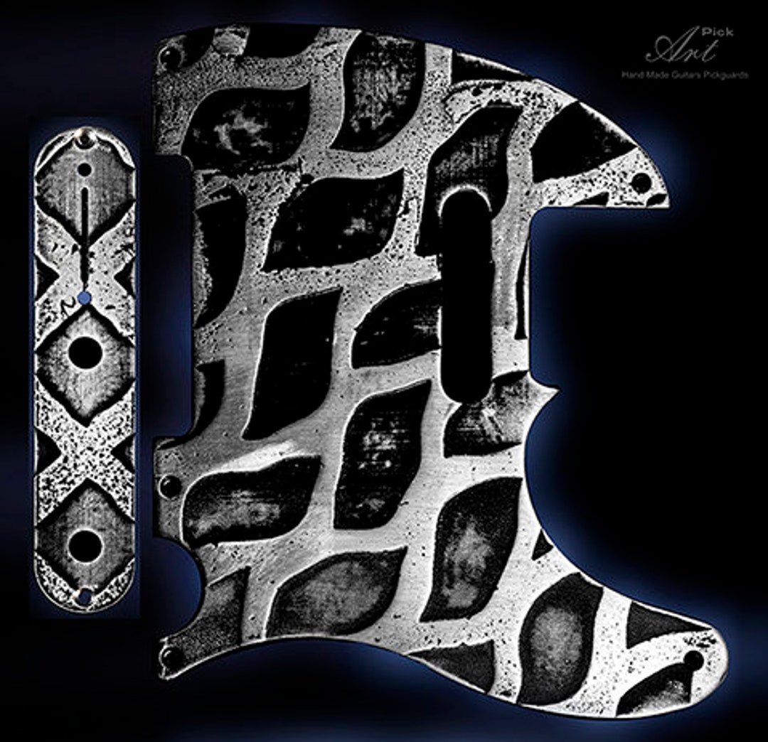 Unique Telecaster Pickguard Silver-black Set-of-2 W Control Plate ...