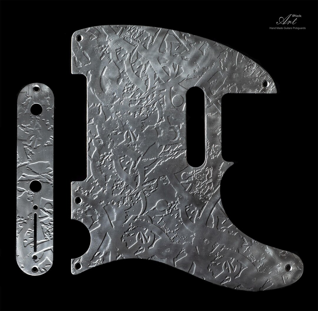 Aluminum Telecaster Pickguard Set-of-2 Silver Antique Etched Metal ...