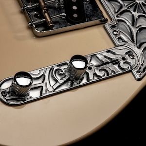 Unique Telecaster Pickguard Silver Set-of-2 Spider Web Aluminum-wood ...