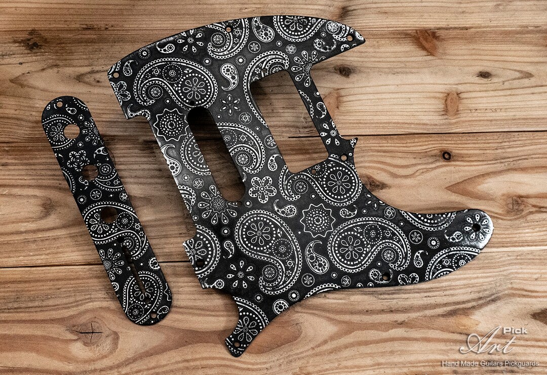 Brent Mason Style Telecaster Pickguard PAISLEY Aged Relic Silver-black ...