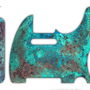 Copper Telecaster Pickguard Big Set-of-7 rusty Green Teal Copper Plated ...