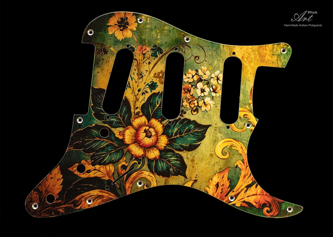 Metal Fender Stratocaster Strat Pickguard SSS Floral Victorian Green ...