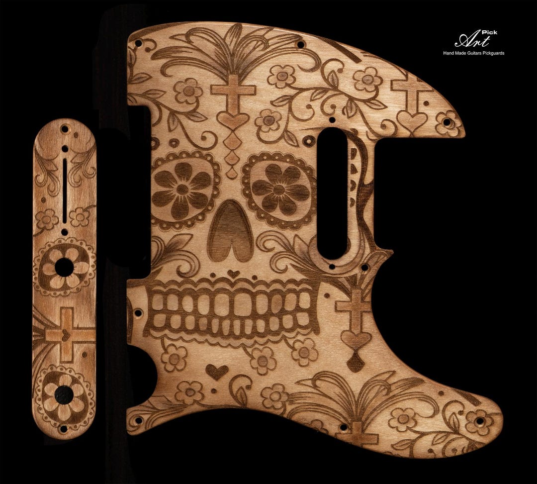 Engraved Telecaster Pickguard & Tele Control Plate SET Hand Painted ...