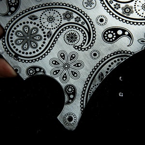 Aluminum Telecaster Pickguard Floral Paisley Silver-black Tele ...