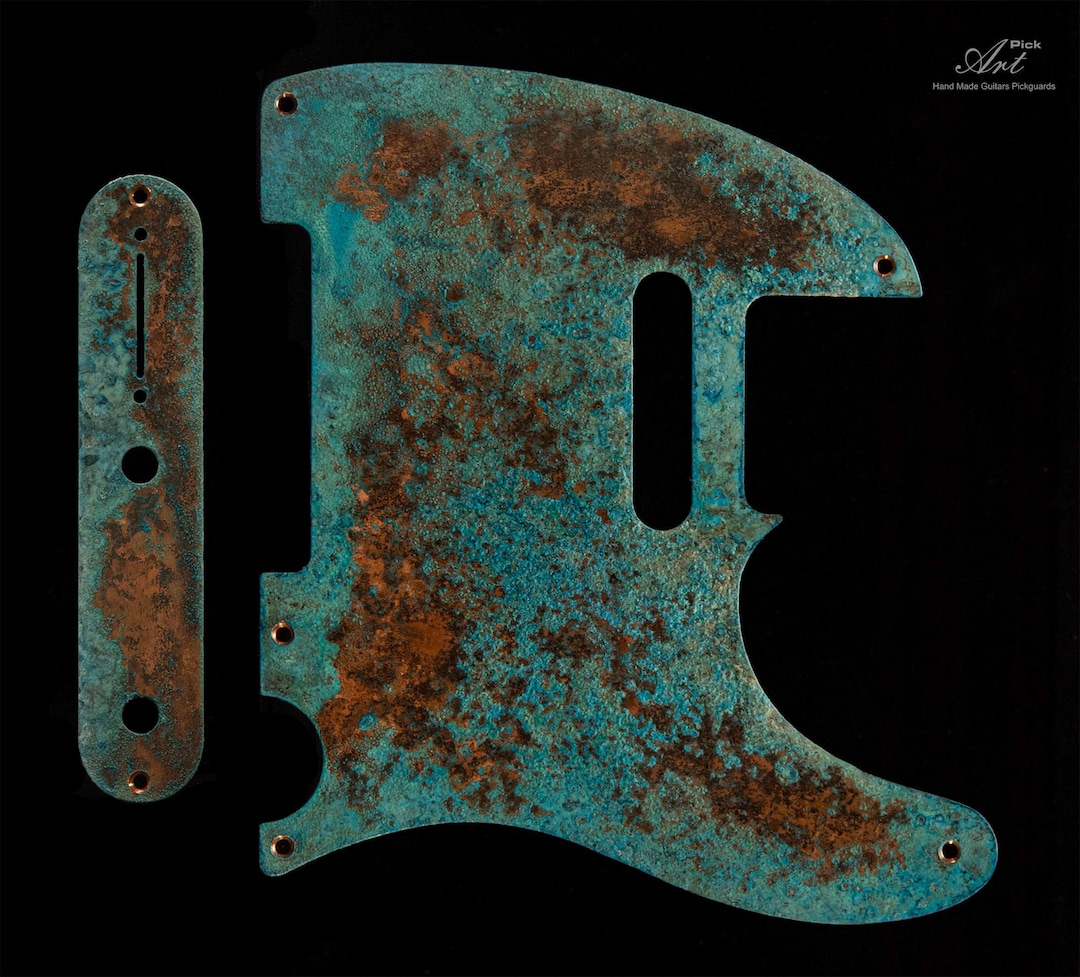 Telecaster Pickguard Copper Blue-green Teal Patina & Control Plate Set ...