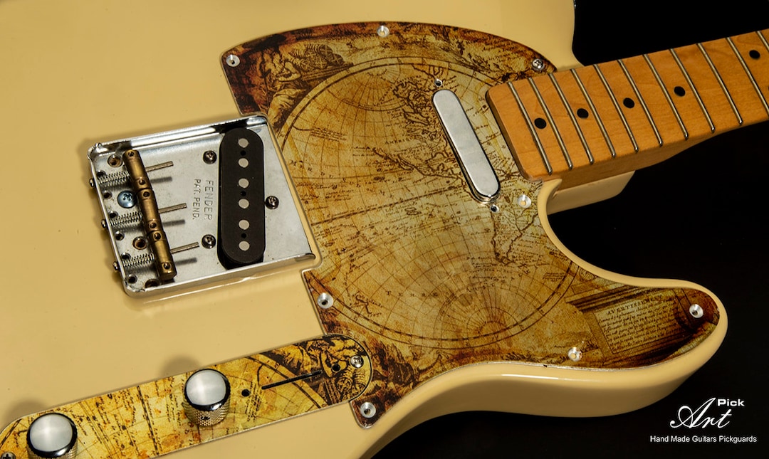 Aluminum Telecaster Pickguard & Tele Control Plate SET Old Map Fender ...