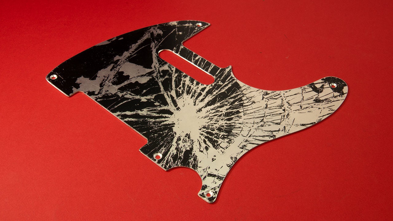 Telecaster Pickguard Metal Silver-black Aluminum Broken Glass Tele - Etsy