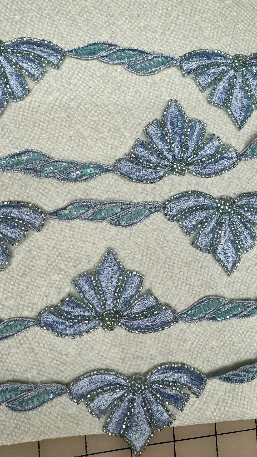 Gorgeous Sky Blue Beaded Appliqués. Trims, Motifs With Sequins Design ...