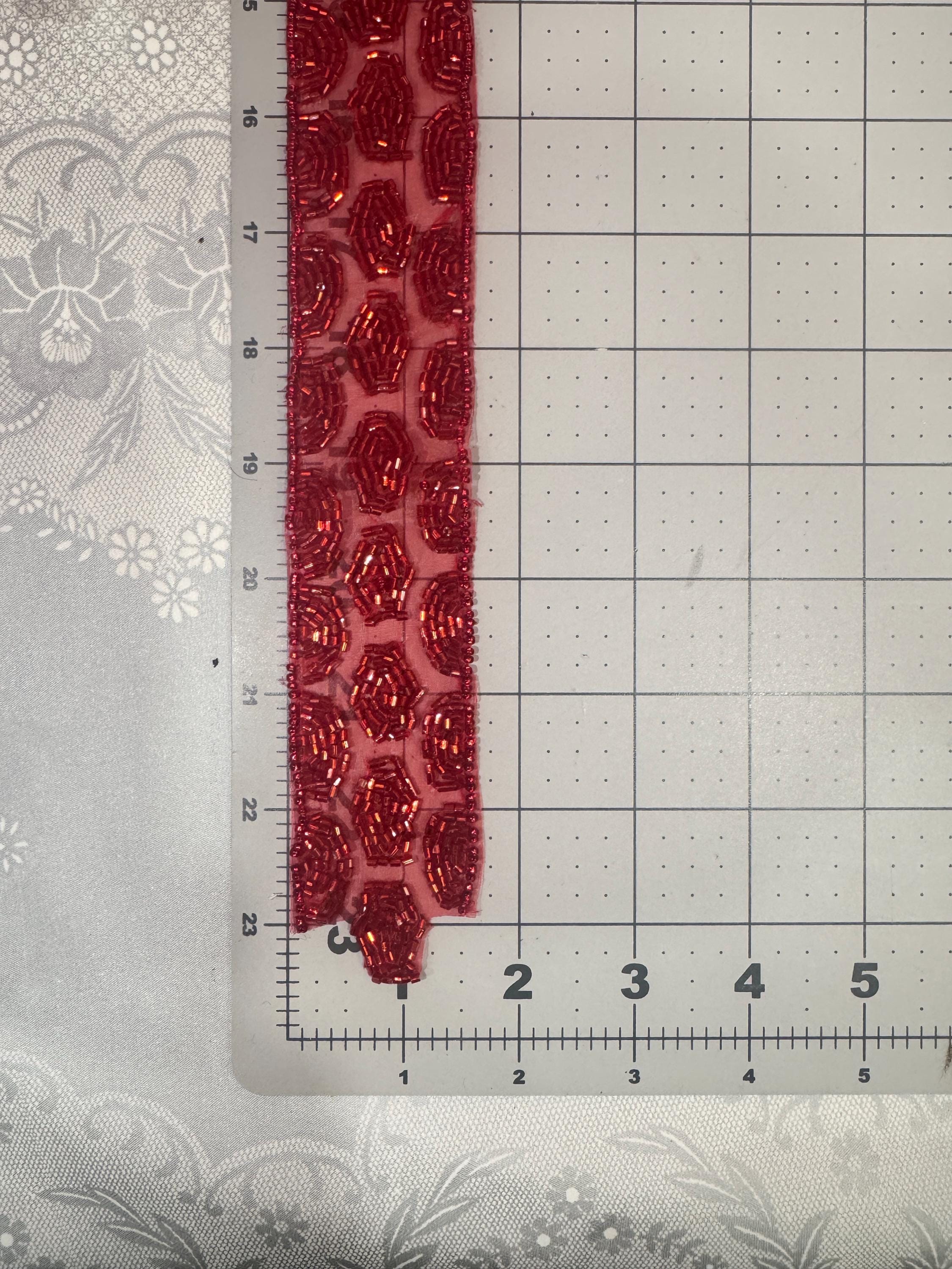 Beaded Trim. Col. Red. Sold by the Yard. Costume, Lingerie Trimmings ...