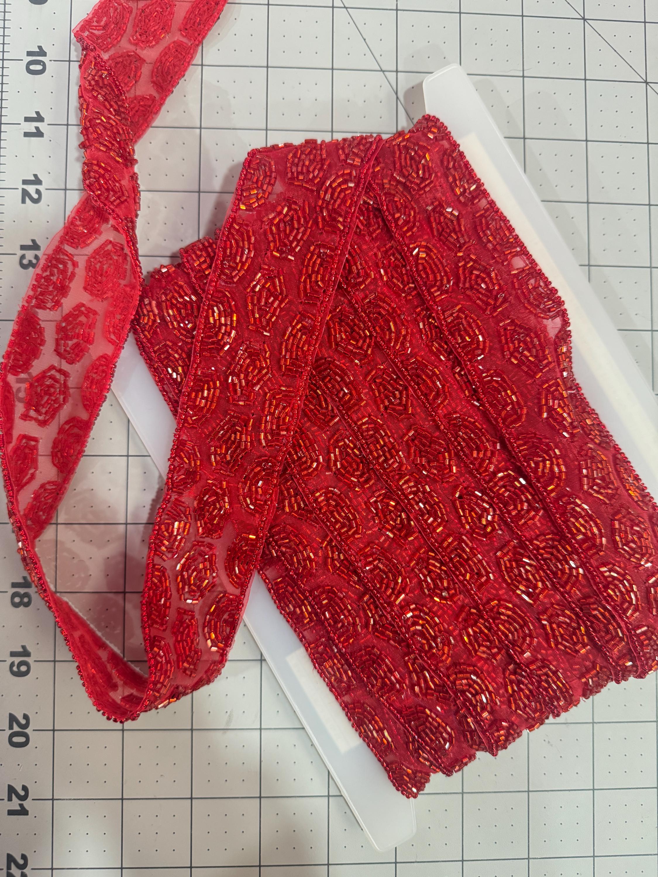 Beaded Trim. Col. Red. Sold by the Yard. Costume, Lingerie Trimmings ...