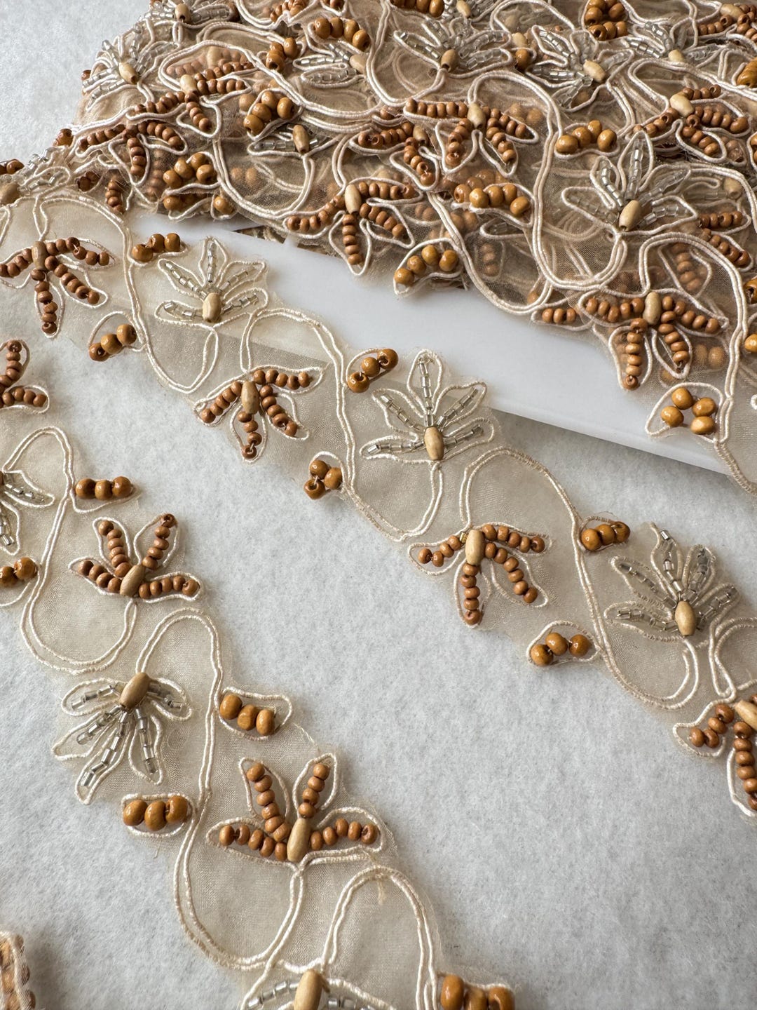 Beaded Trim. Col. Natural/wooden Beads. Sold by the Yard. Costume ...