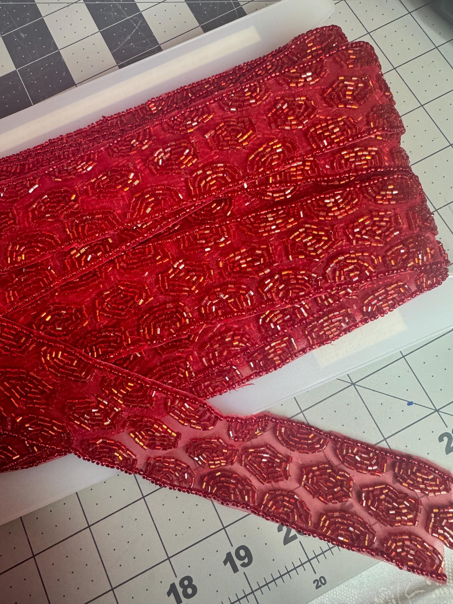 Beaded Trim. Col. Red. Sold by the Yard. Costume, Lingerie Trimmings ...