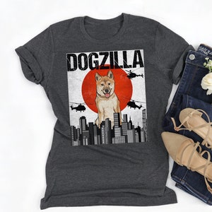 Funny Shiba Inu Dogzilla, Vintage Japanese Dog Godzilla Gift, Gildan Softstyle Unisex Tee - Etsy