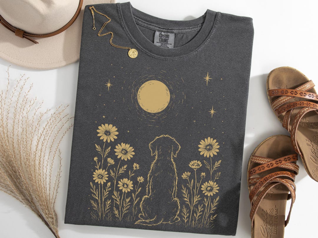 Wirehaired Pointing Griffon Moon Shirt, Minimalist Boho Griffon Night ...