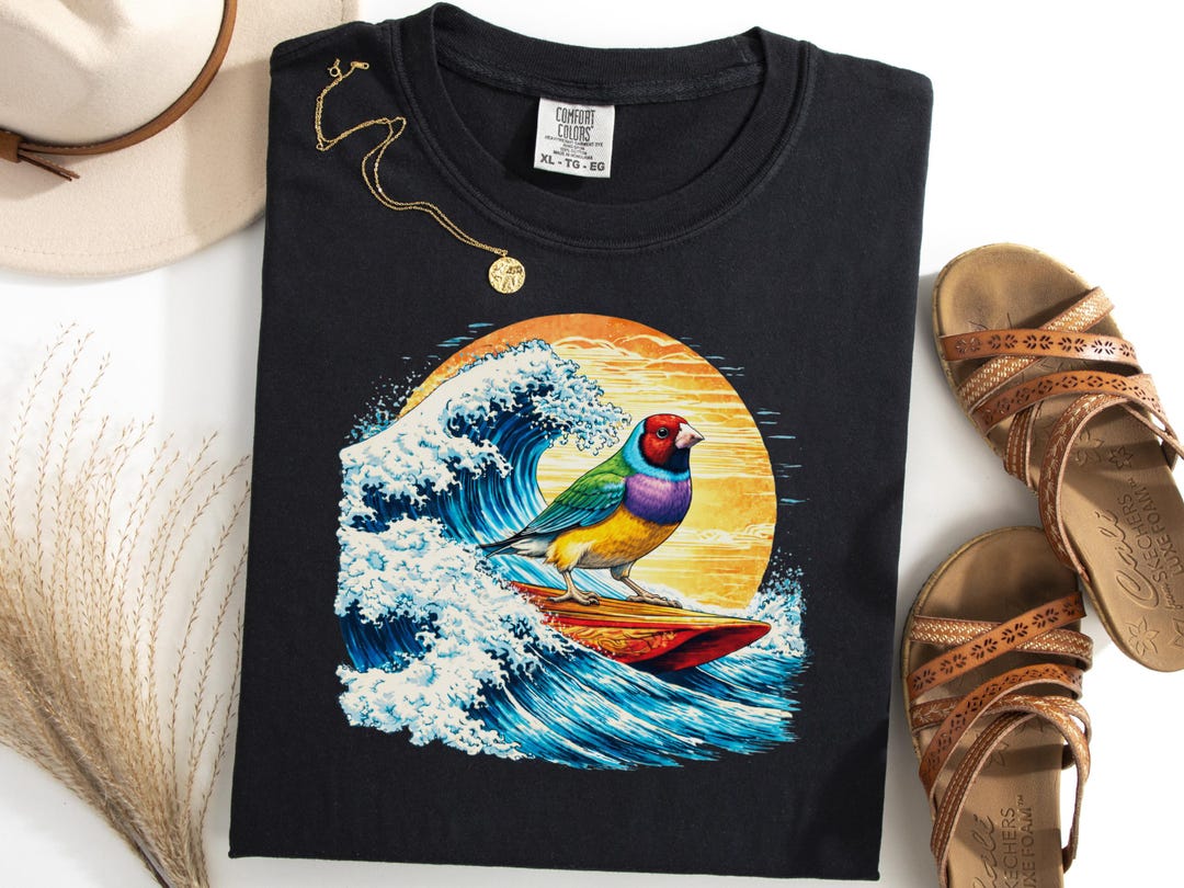 Gouldian Finch Surfing the Great Wave off Kanagawa Shirt, Japanese ...