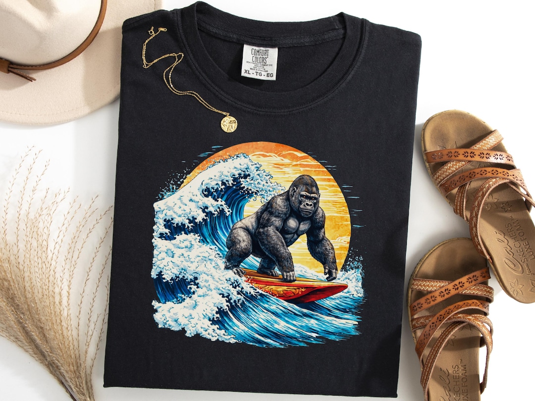 Gorilla Surfing the Great Wave off Kanagawa Shirt, Japanese Gorilla ...
