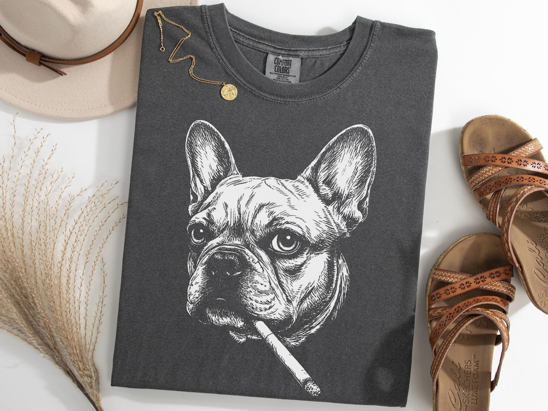 French Bulldog Smoking Meme Shirt, Brainrot Frenchie Gen Z Tee, Dog ...